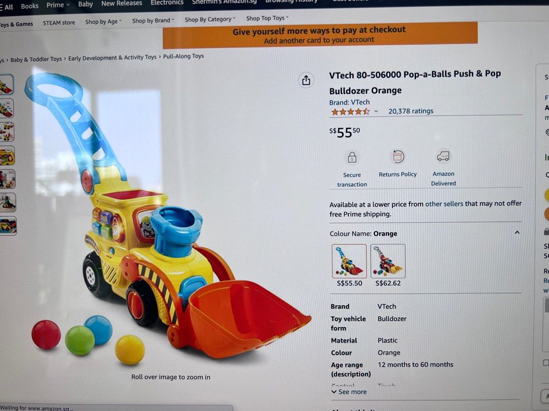 Vtech pop-a-balls push & pop bulldozer, Babies & Kids, Infant Playtime ...