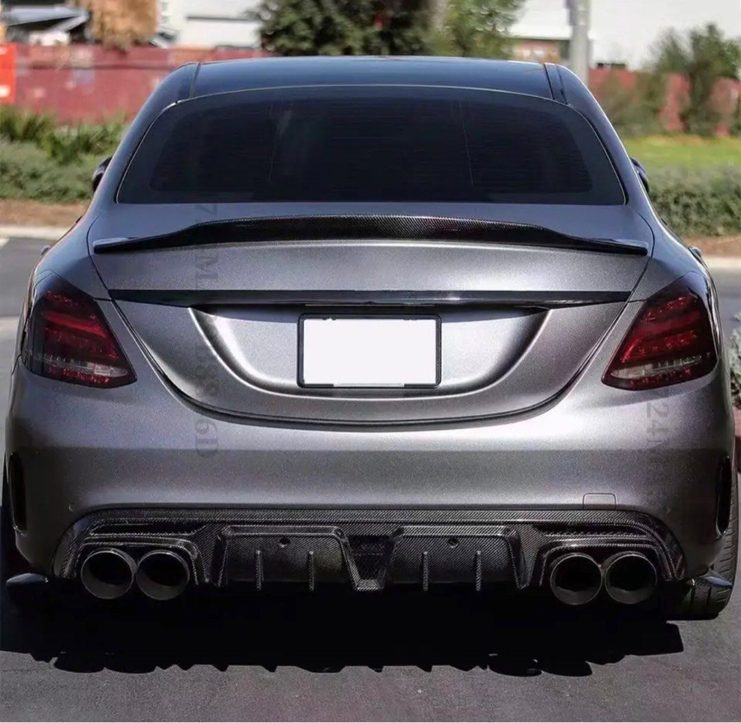 W205 C63 C43 AMG Rear carbon fiber Spoiler Wing Facelift Boot Lip Tail ...