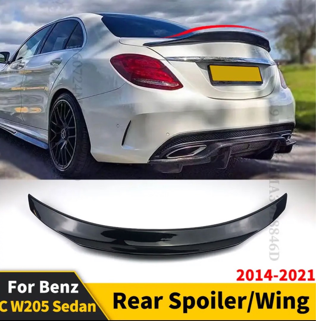 W205 C63 C43 AMG Rear carbon fiber Spoiler Wing Facelift Boot Lip Tail ...
