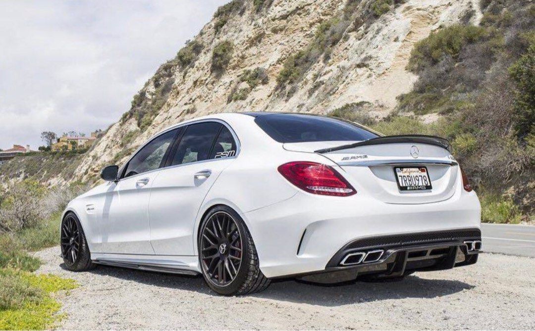 W205 C63 C43 AMG Rear carbon fiber Spoiler Wing Facelift Boot Lip Tail ...