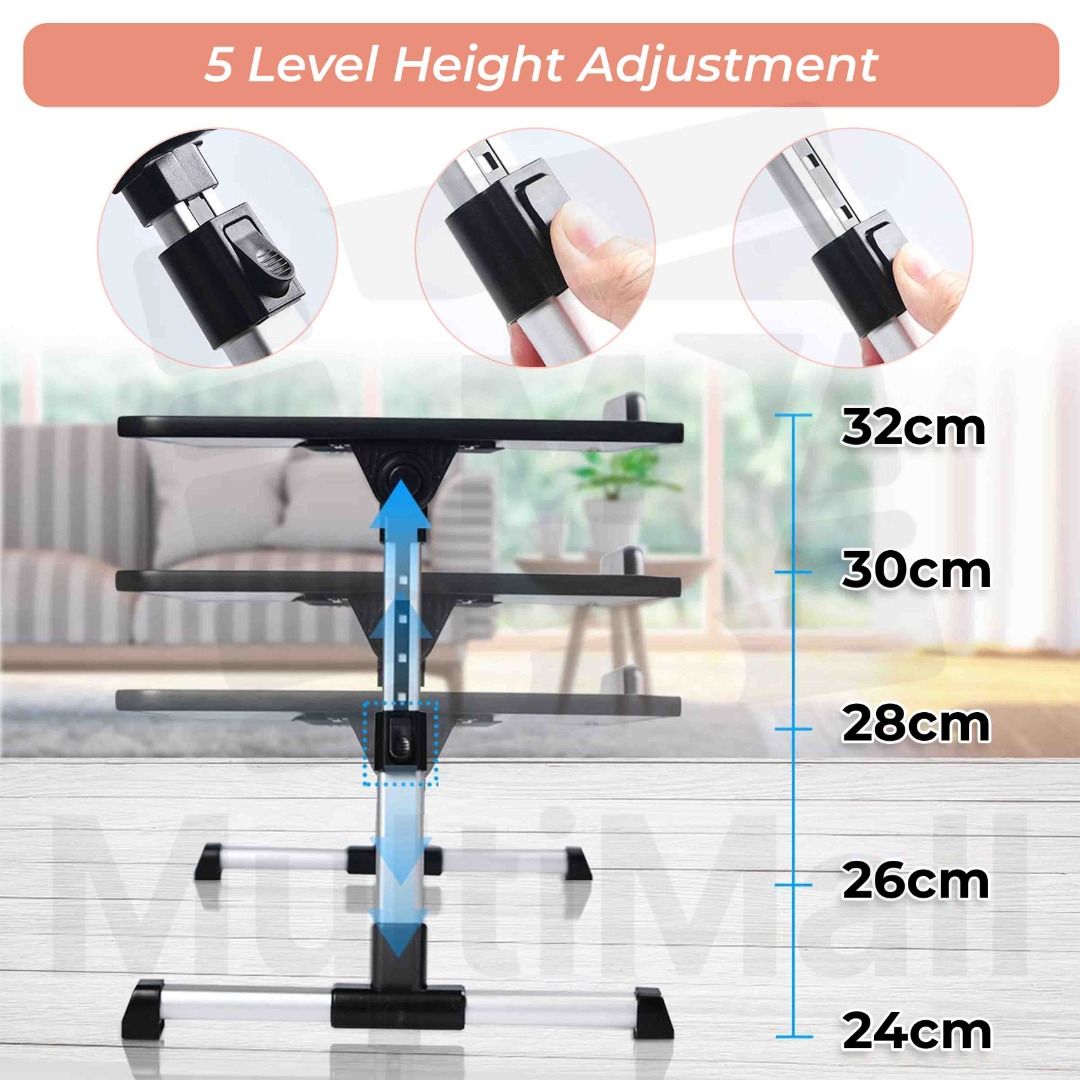 Walnut Large Foldable Laptop Table Ergonomic with USB Fan | Foldable ...