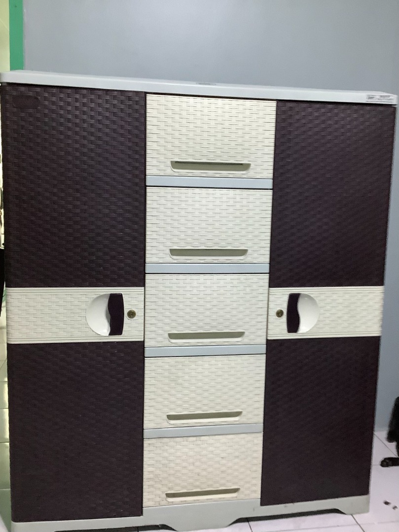 Zooey Super Rattan Dual Cabinet Wardrobe Clothes Organizer on Carousell