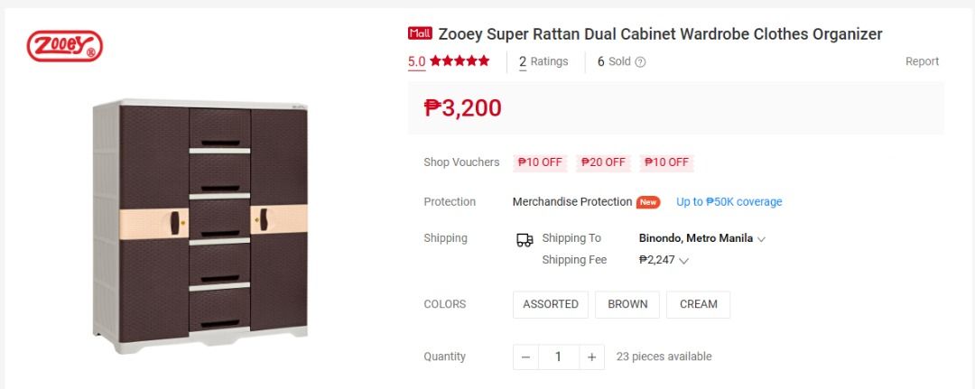 Zooey Super Rattan Dual Cabinet Wardrobe Clothes Organizer on Carousell