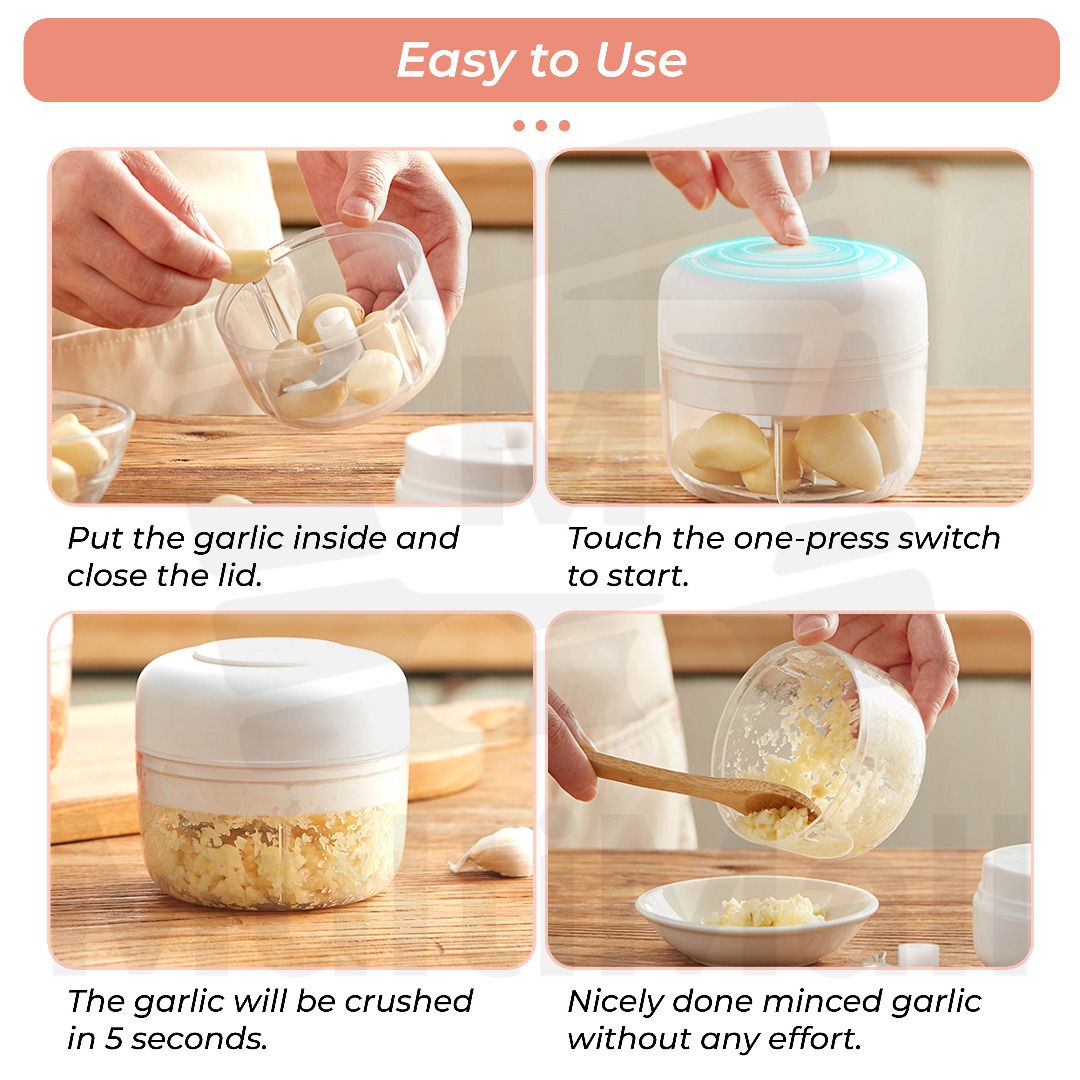 100 Ml White Automatic Garlic Chopper | Garlic Slicer | Food Processor ...