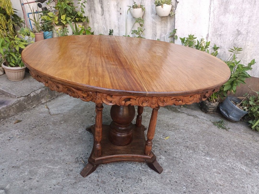 5-6 Seater Narra Round Table, Furniture & Home Living, Furniture ...