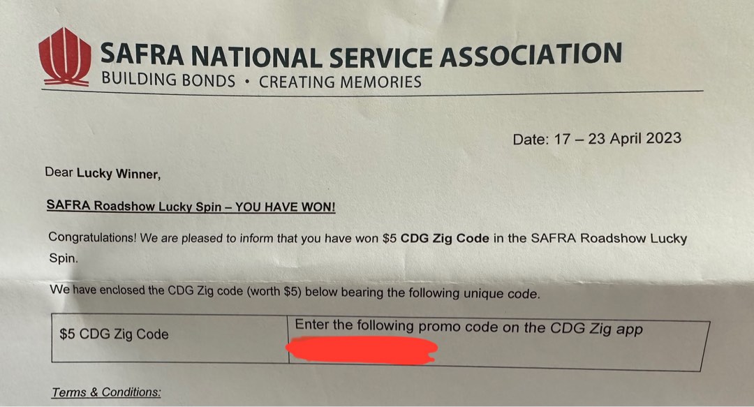 $5 CDG ZIG code, Tickets & Vouchers, Vouchers on Carousell