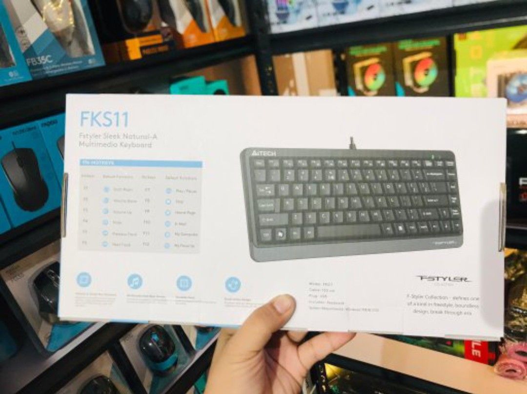⚡A4Tech FKS11 Fstyler Compact Size Wired Keyboard USB Grey on Carousell
