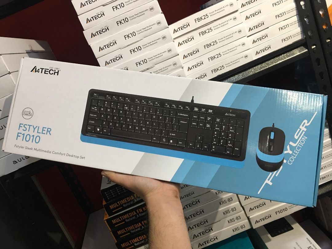 A4Tech Fstyler F1010 Keyboard Mouse Combo USB Blue, Computers & Tech ...