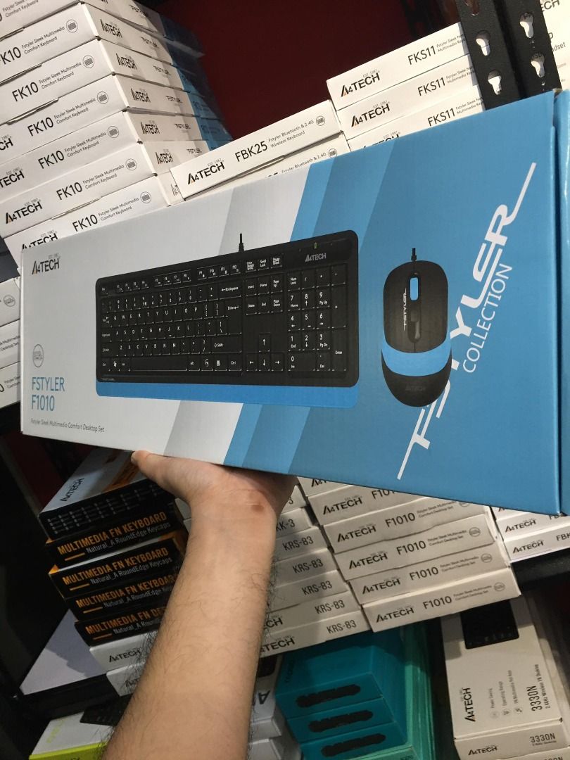 A4Tech Fstyler F1010 Keyboard Mouse Combo USB Blue, Computers & Tech ...