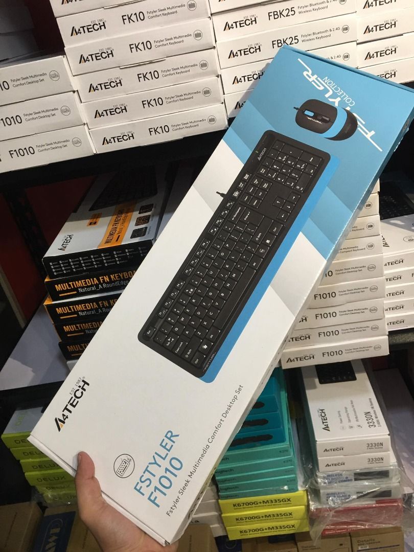 A4Tech Fstyler F1010 Keyboard Mouse Combo USB Blue, Computers & Tech ...