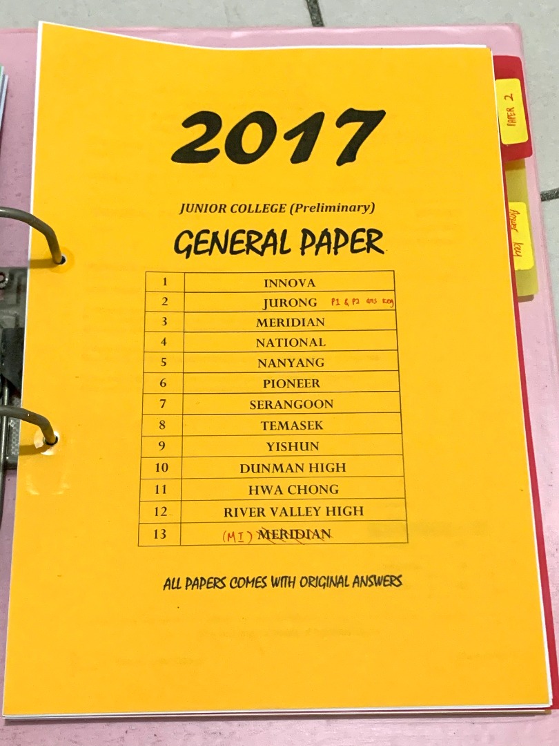 Assorted JC Exam Paper General English Paper 1 & 2 (A Level), Hobbies ...