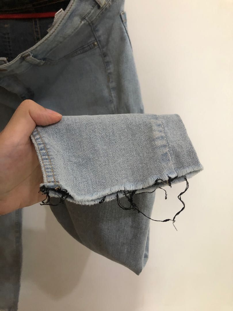 Authentic Pull N Bear Unfinished Jeans, Fesyen Wanita, Pakaian Wanita ...