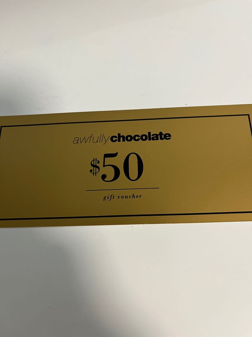 Awfully chocolate $50 voucher, Tickets & Vouchers, Vouchers on Carousell
