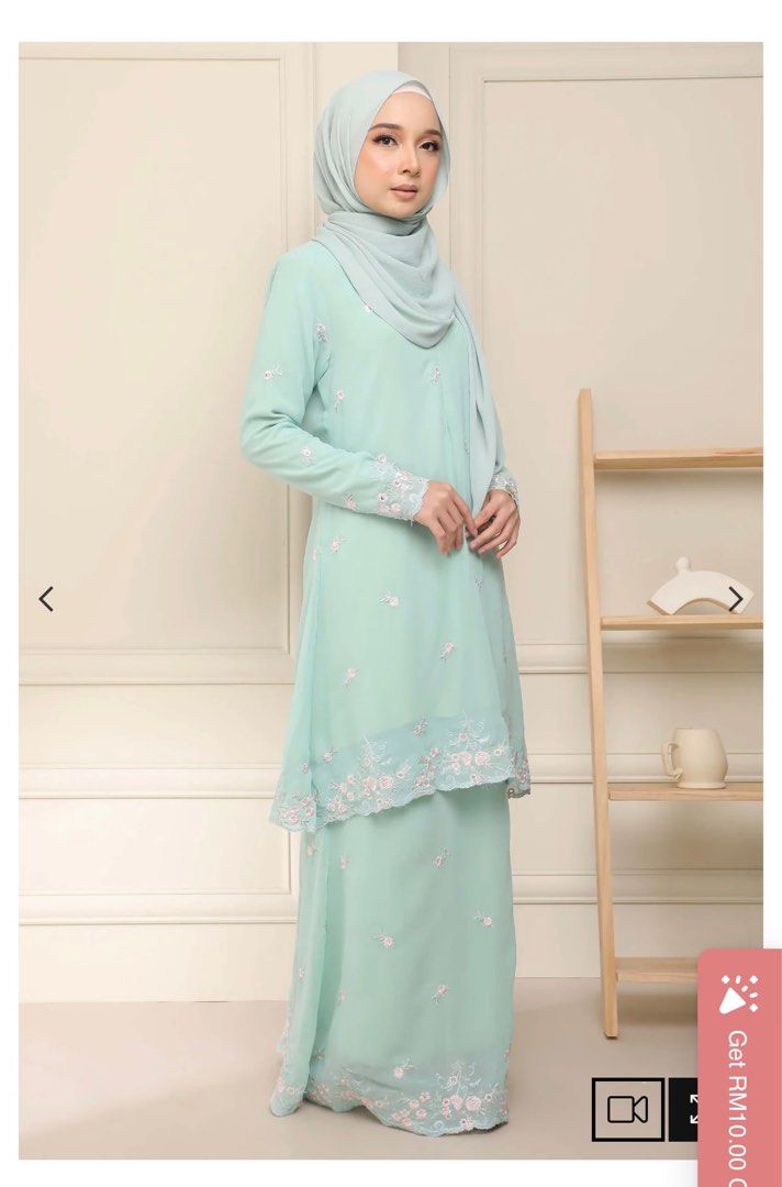 Baju Kurung Mint Green XXL, Women's Fashion, Muslimah Fashion, Baju ...