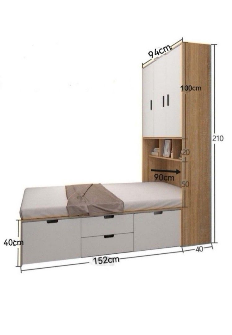 Custom tatami bed/cabinet set, Furniture & Home Living, Furniture, Bed ...