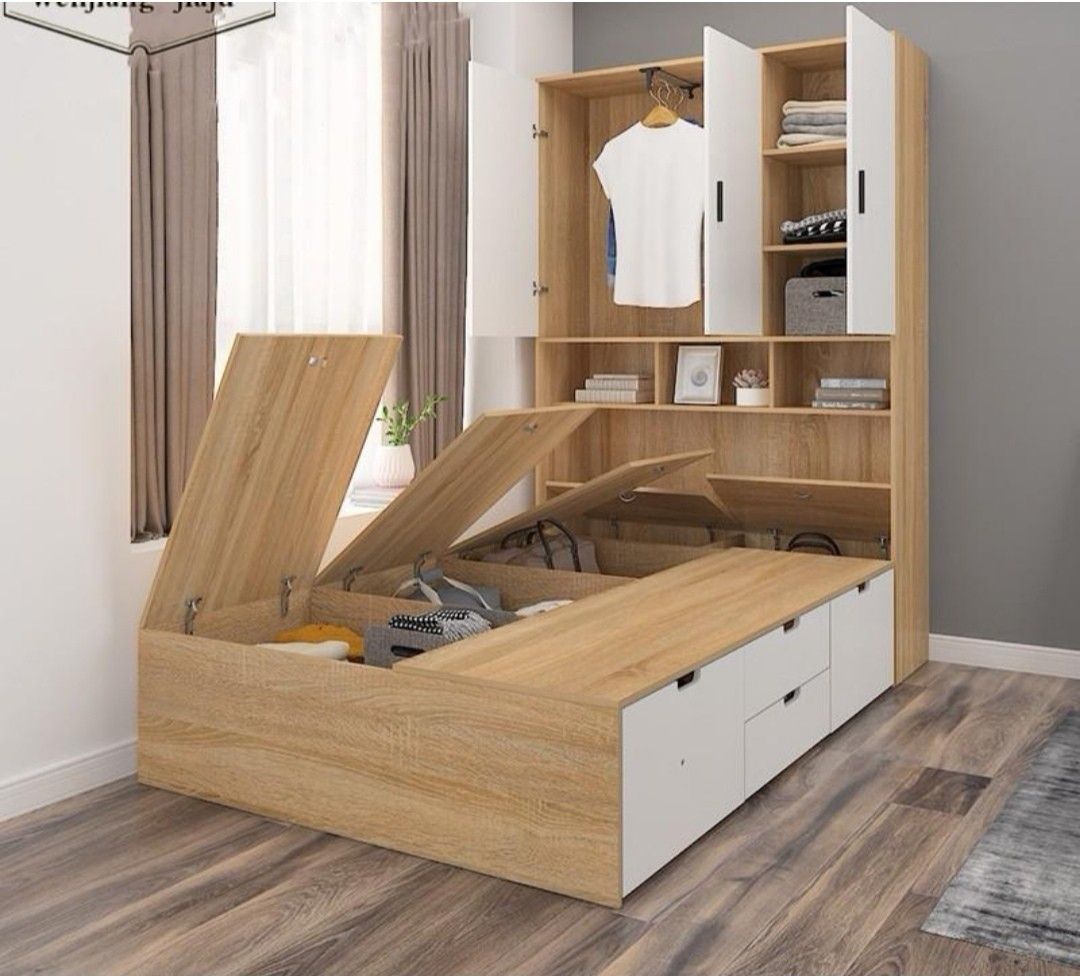 Custom tatami bed/cabinet set, Furniture & Home Living, Furniture, Bed ...