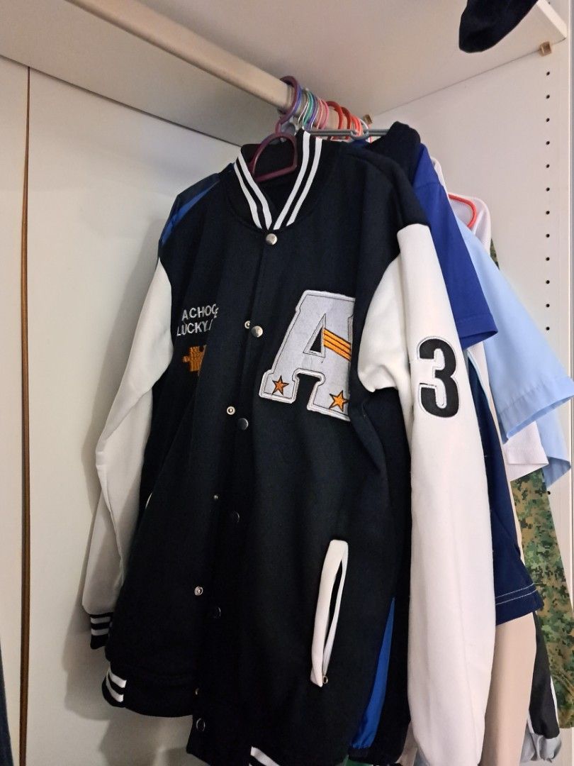 Black Varsity Jacket, Men's Fashion, Coats, Jackets and Outerwear on Carousell