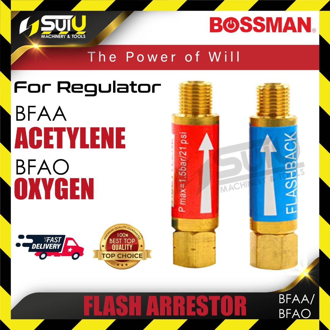 BOSSMAN BFAA / BFAO Flash Arrestor for Regulator (Acetylene / Oxygen ...