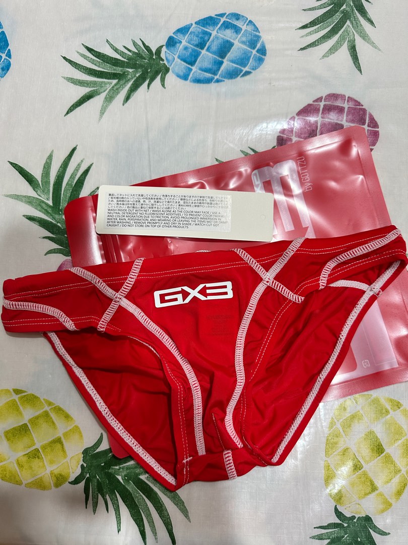 Brand new gx3 sheer swimming trunks red size M, Men's Fashion, Activewear on Carousell