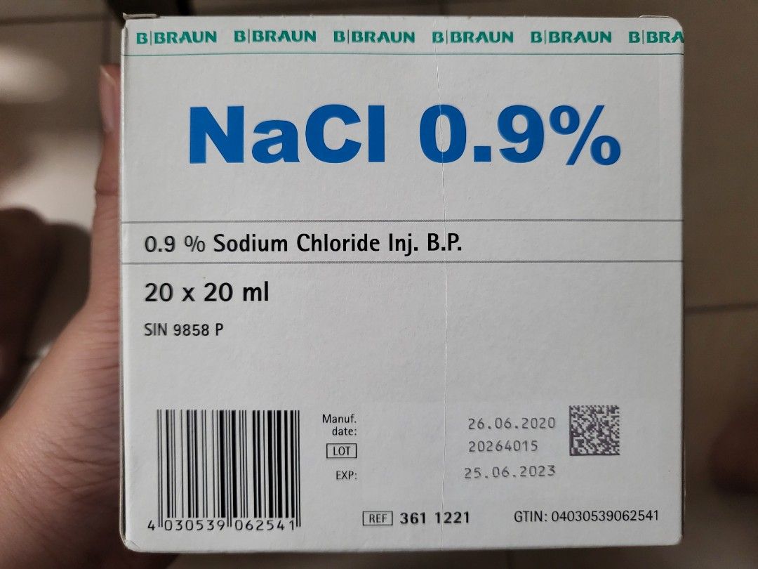 BRAUN NaCl 0.9% Sodium Chloride Injection B.P. 20x20ml, Health ...