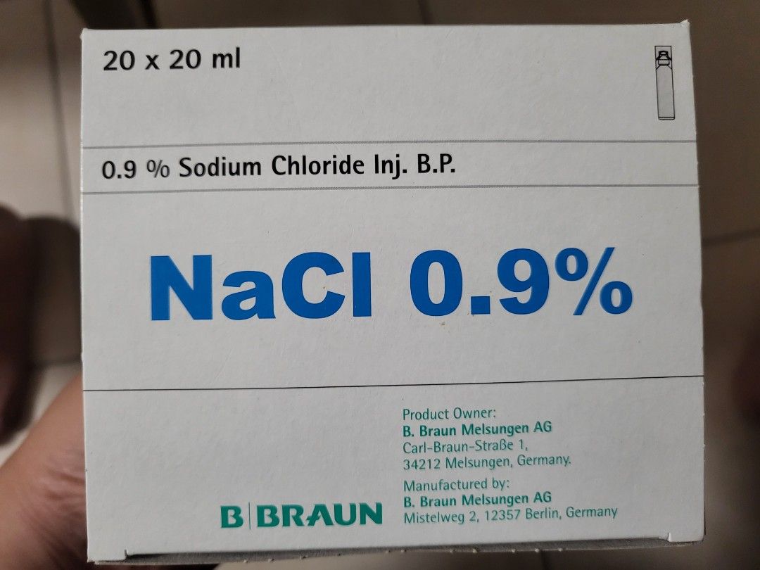 BRAUN NaCl 0.9% Sodium Chloride Injection B.P. 20x20ml, Health ...