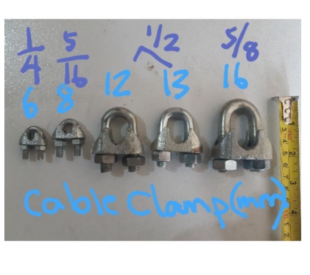 Cable Clamp G.I. Wire Rope Clip U-Bolt 1/4, 5/16, 1/2, 5/8 Electrical ...