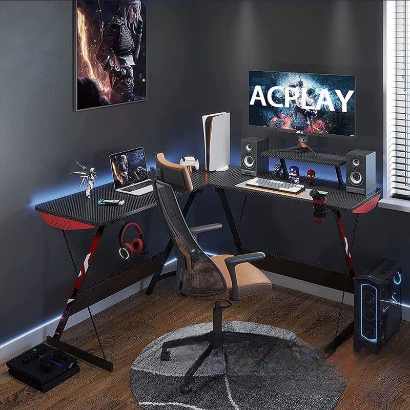 carbon fiber L-shape gaming/work/study table, Furniture & Home Living ...