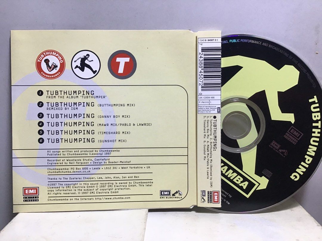 CD SINGLE Chunbawamba - Tubthumping (I Get Knocked Down) OOP ORIGINAL ...