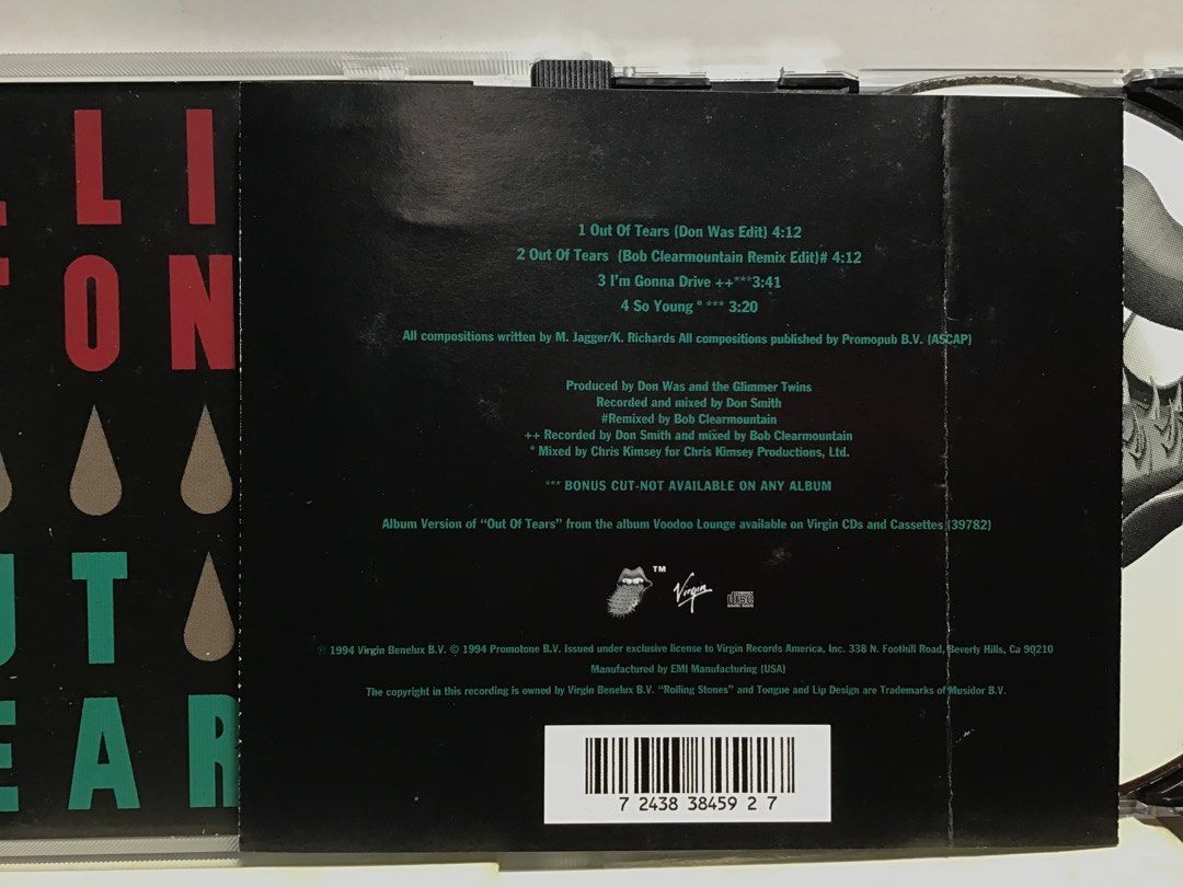 Cd Single Rolling Stones Out Of Tears Oop Original Press Anubis