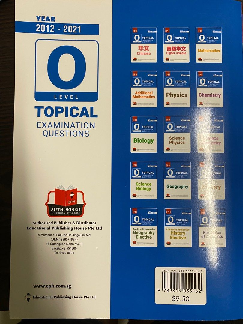 Chemistry topical O levels 2012-2021, Hobbies & Toys, Books & Magazines ...