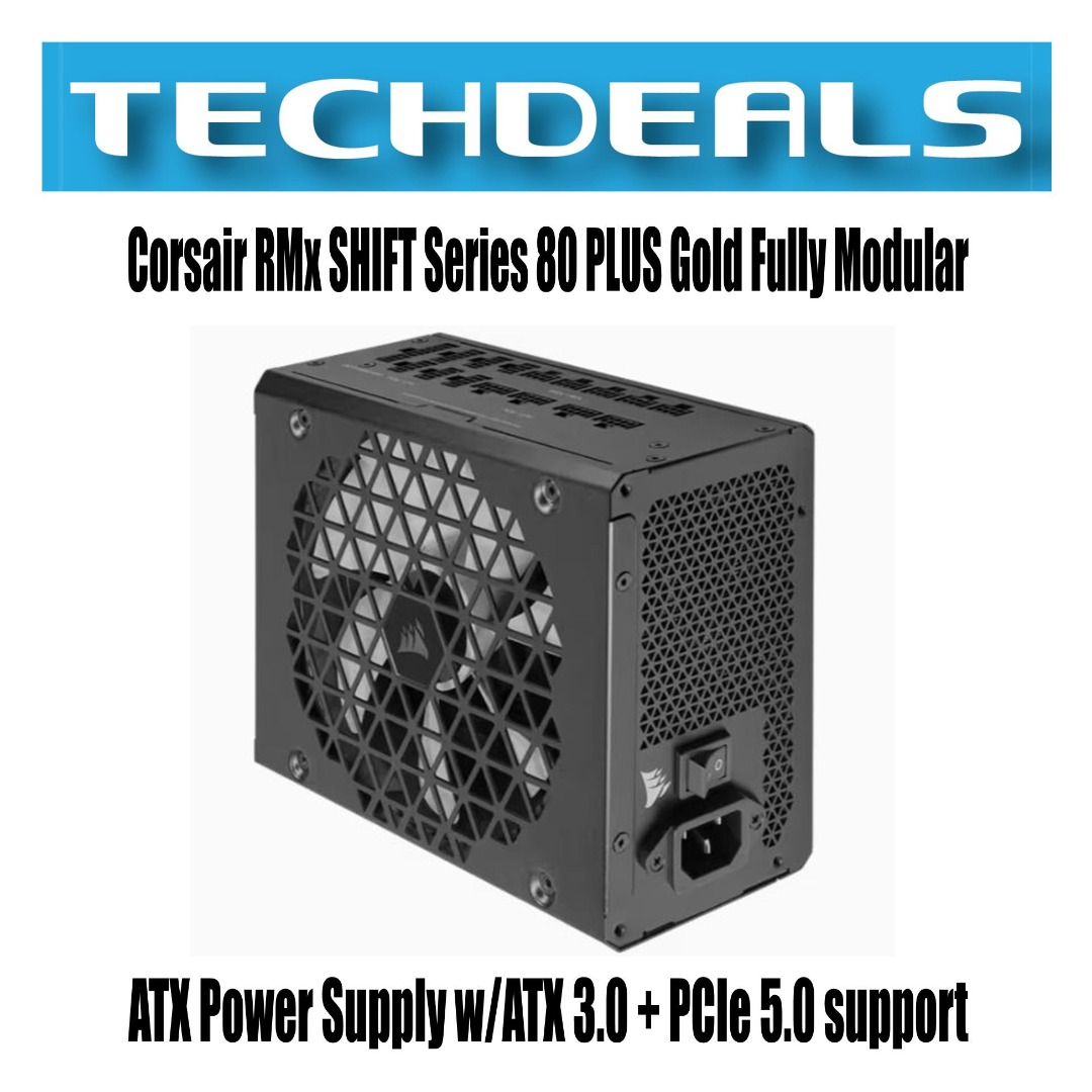 Corsair RMx SHIFT Series 80 PLUS Gold Fully Modular ATX Power Supply w/ATX 3.0 + PCIe 5.0 ...