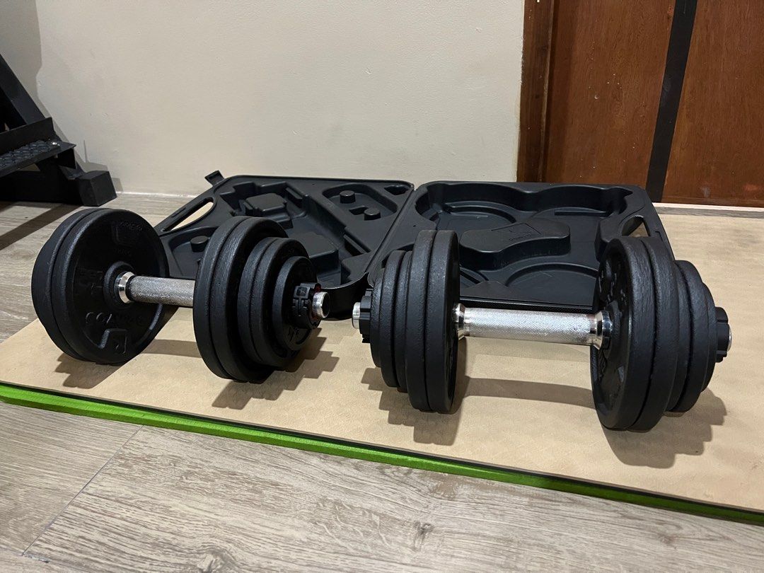 Decathlon dumbbells 20kg plus 10kg extra plates, Sports Equipment ...