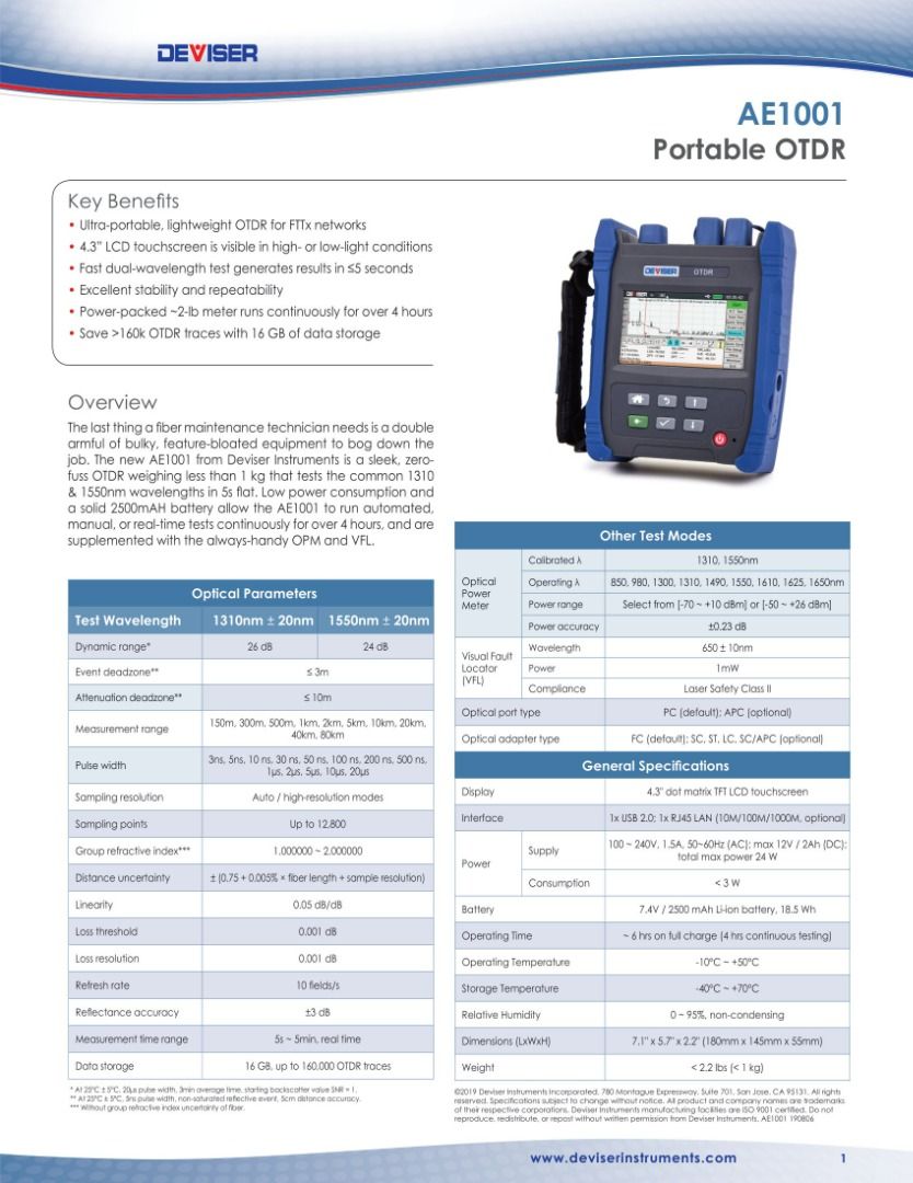 Deviser mini OTDR, Commercial & Industrial, Construction Tools & Equipment on Carousell