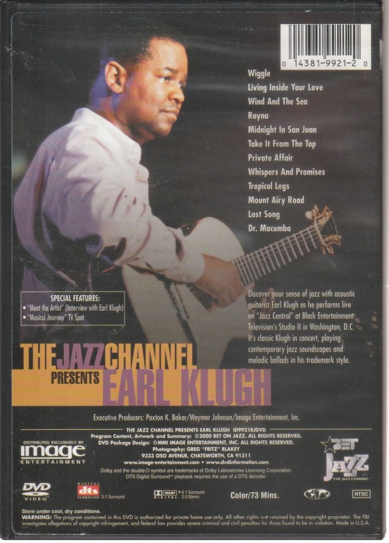 DVD: EARL KLUGH - The Jazz Channel Presents Earl Klugh, Hobbies & Toys ...