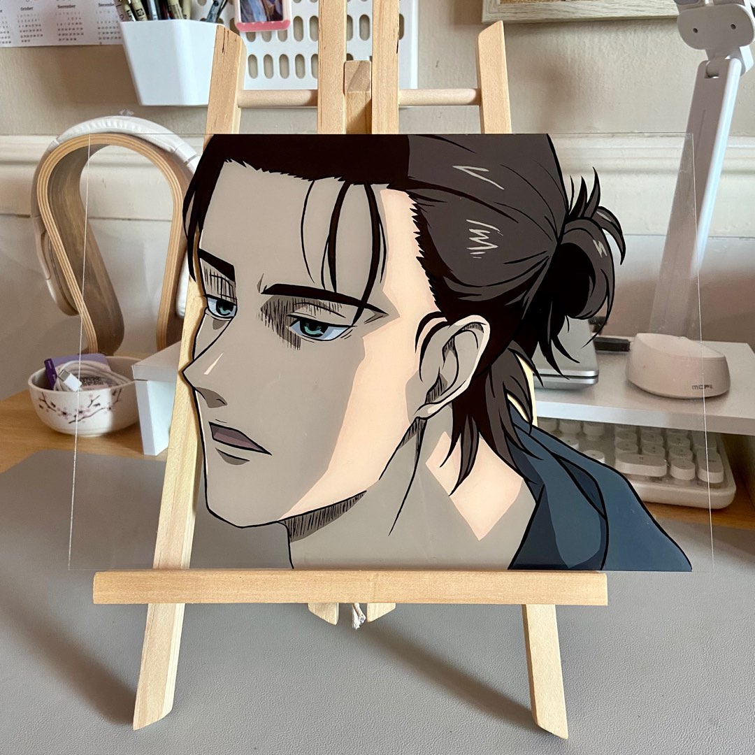 Attack on Titan Eren Jaeger Glass Painting, Hobbies & Toys, Stationery ...