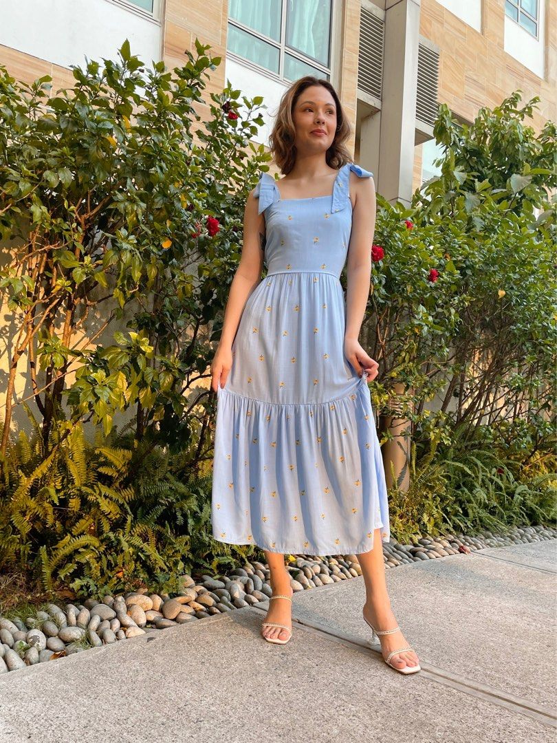 Everyday Casuals Stefi Tie Strap Blue Floral, Women's Fashion, Dresses ...