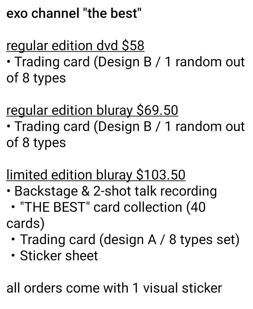 exo channel "the best" limited edition bluray sharing, Hobbies & Toys ...