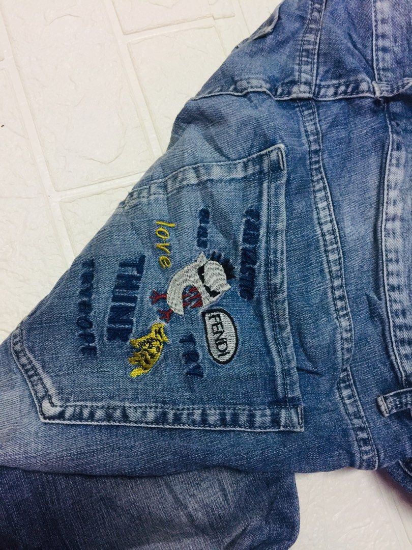 Fendi denim monster pants, Luxury, Apparel on Carousell