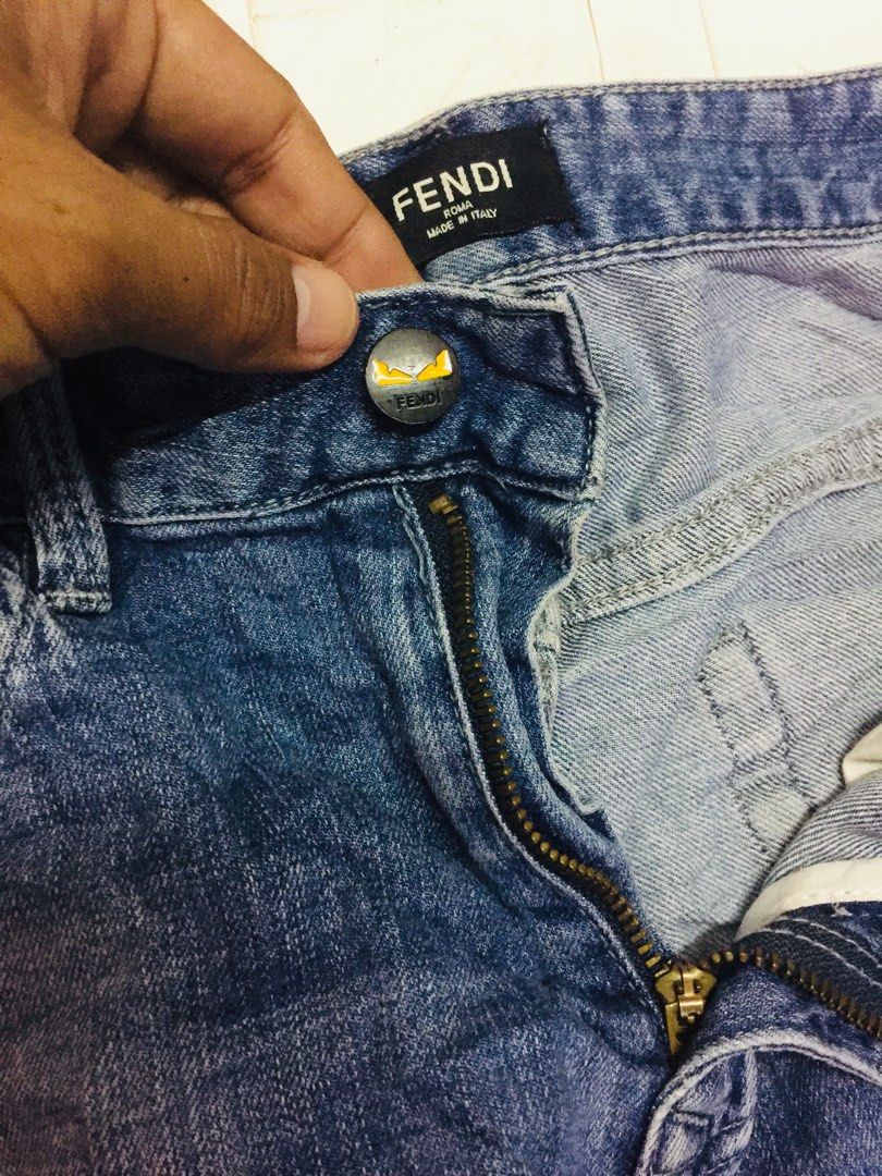 Fendi denim monster pants, Luxury, Apparel on Carousell