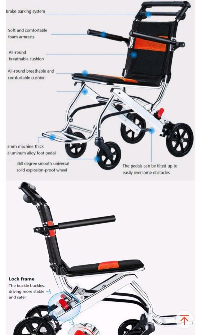 Foldable Lightweight Wheel Push Chair with Brake (SG Orion Neis ...