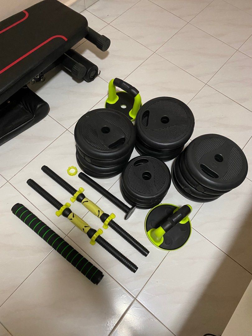 Foldable Workout Bench with Dumbbell set (40kg), Sports Equipment ...