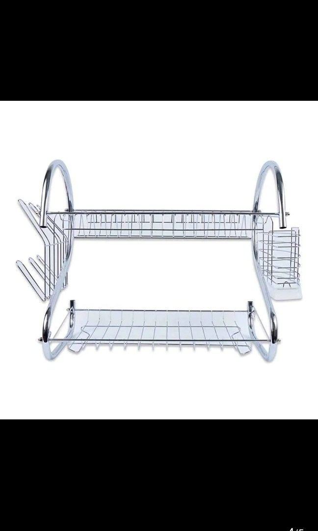 Home Chrome Dish Rack 2 Tier 44cm, Furniture & Home Living, Bathroom ...