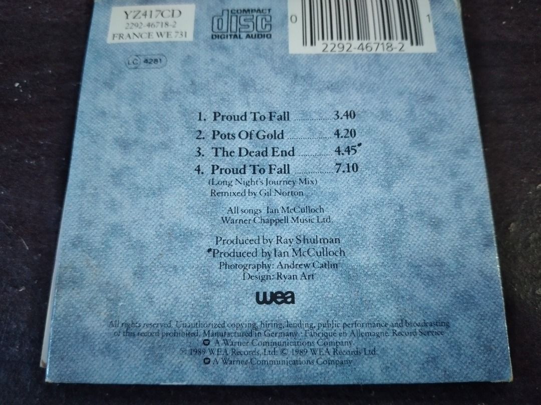 IAN MCCULLOCH - Proud To Fall (3") CD Single / New Wave, Hobbies & Toys ...