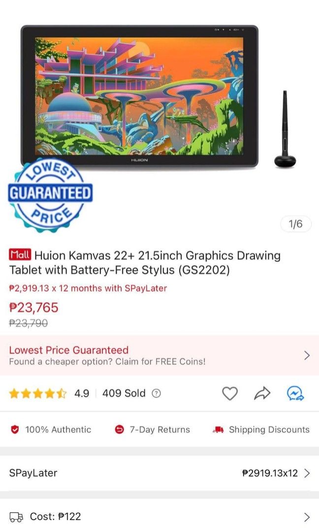 KAMVAS 22 drawing tablet (second hand), Computers & Tech, Parts ...
