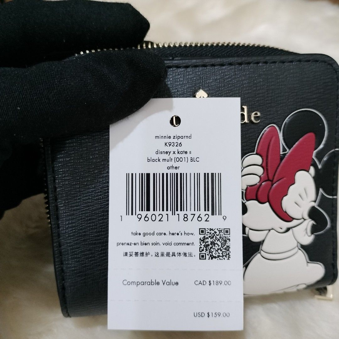 KATE SPADE DISNEY X MINNIE MOUSE ZIP AROUND WALLET IN BLACK, Women's ...