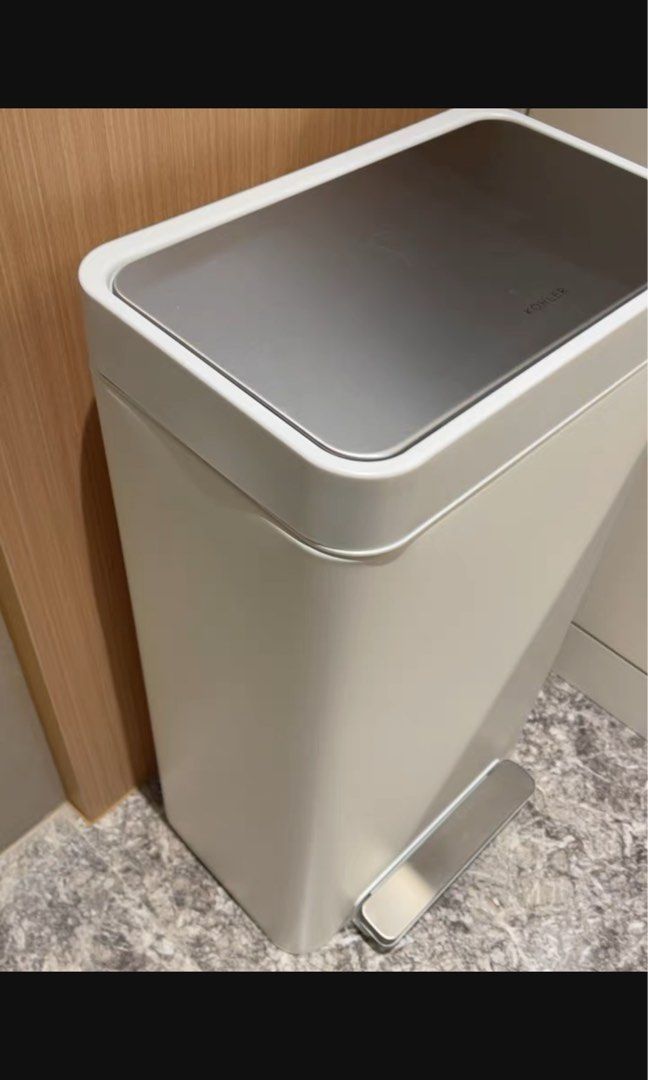 Kohler 30L White and Gold Dustbin, Furniture & Home Living, Kitchenware ...