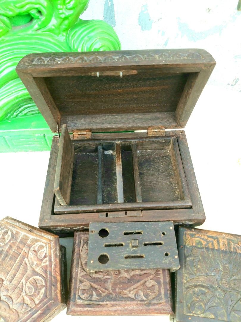 Kotak Periasan Kayu Lawas Antik, Antik, Pajangan di Carousell