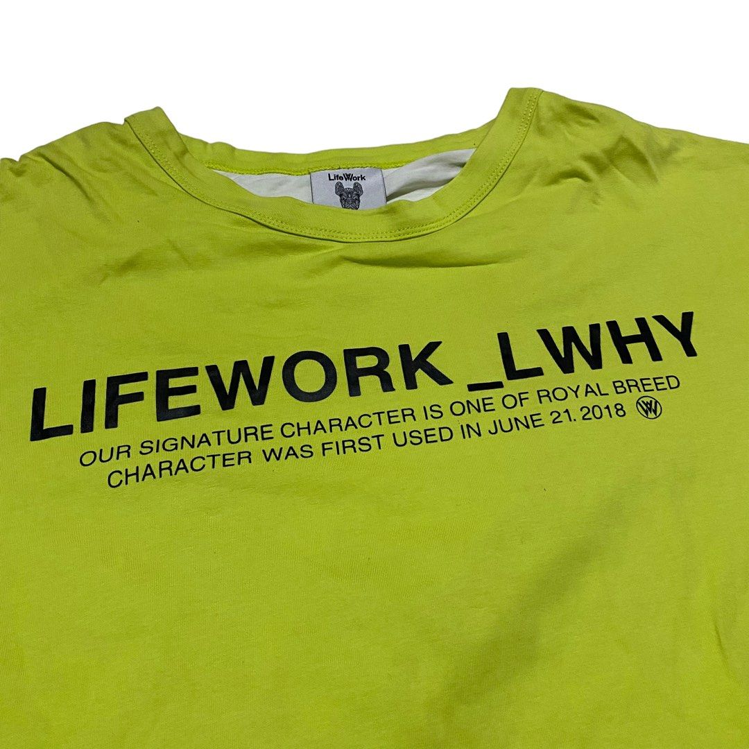 Lifework LWHY green neon Tee, Fesyen Pria, Pakaian , Atasan di Carousell
