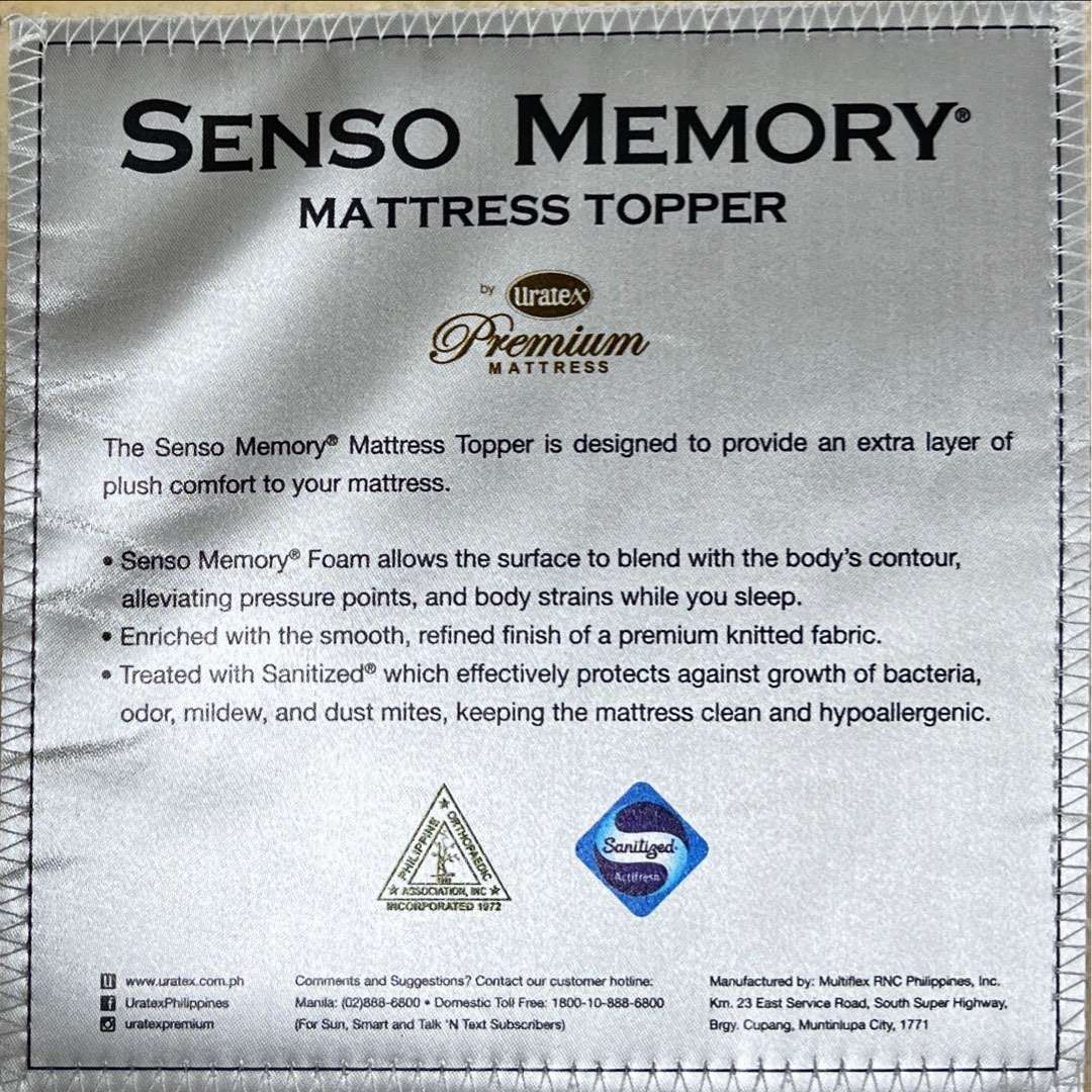 Mattess Topper - Senso Memory, Furniture & Home Living, Bedding ...