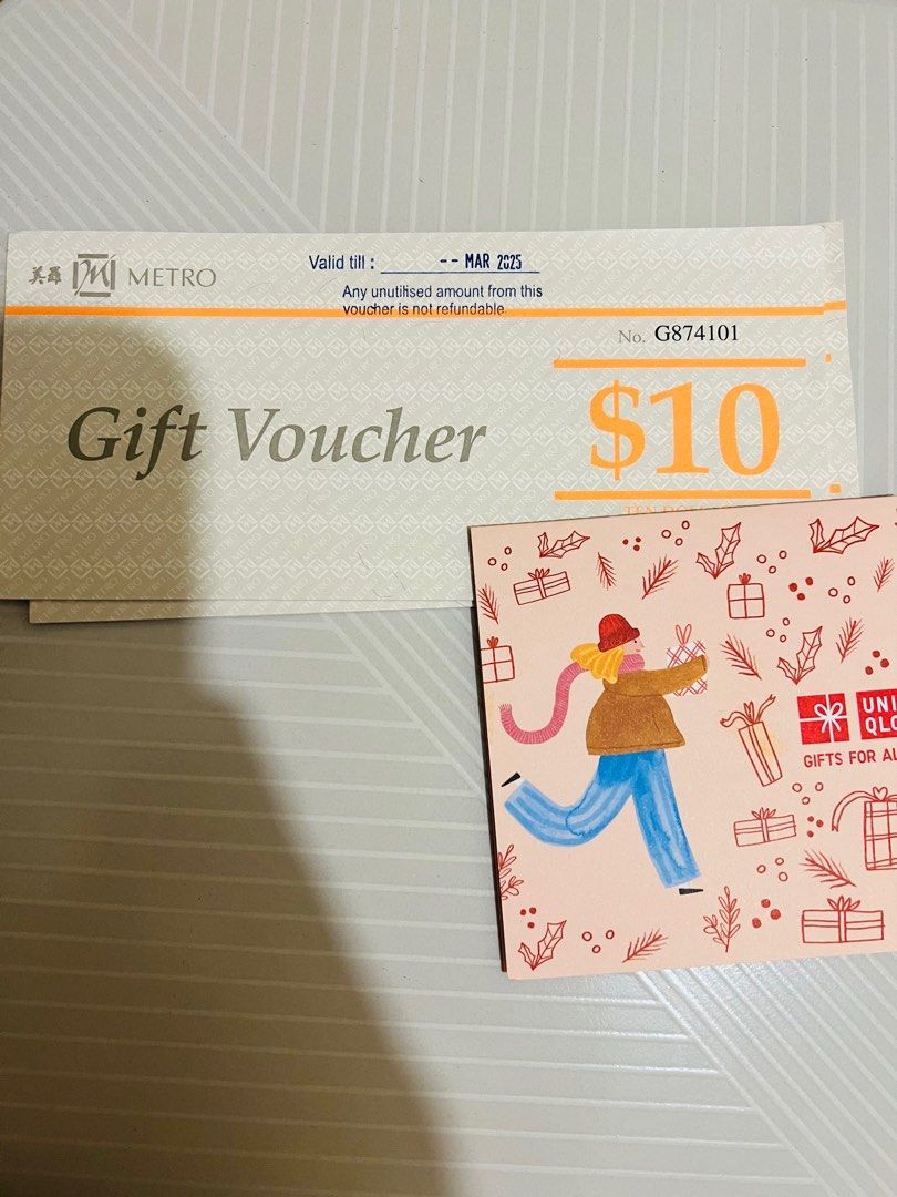 Metro gift voucher (150sgd) , Lendlease 80sgd, Harvey Norman (50) and ...
